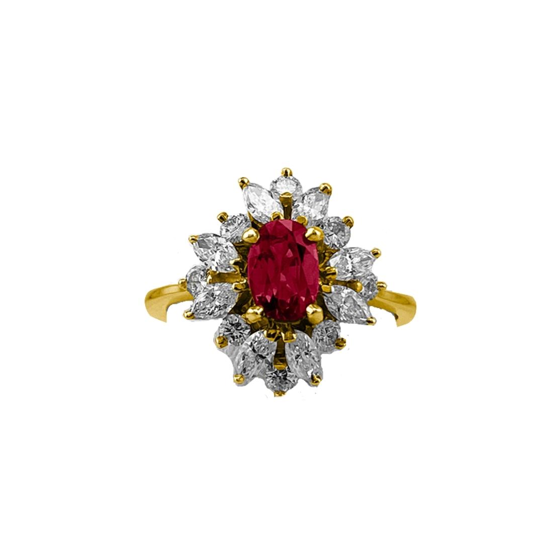 Fine Jewelry - Ruby and Diamond Cluster Ring